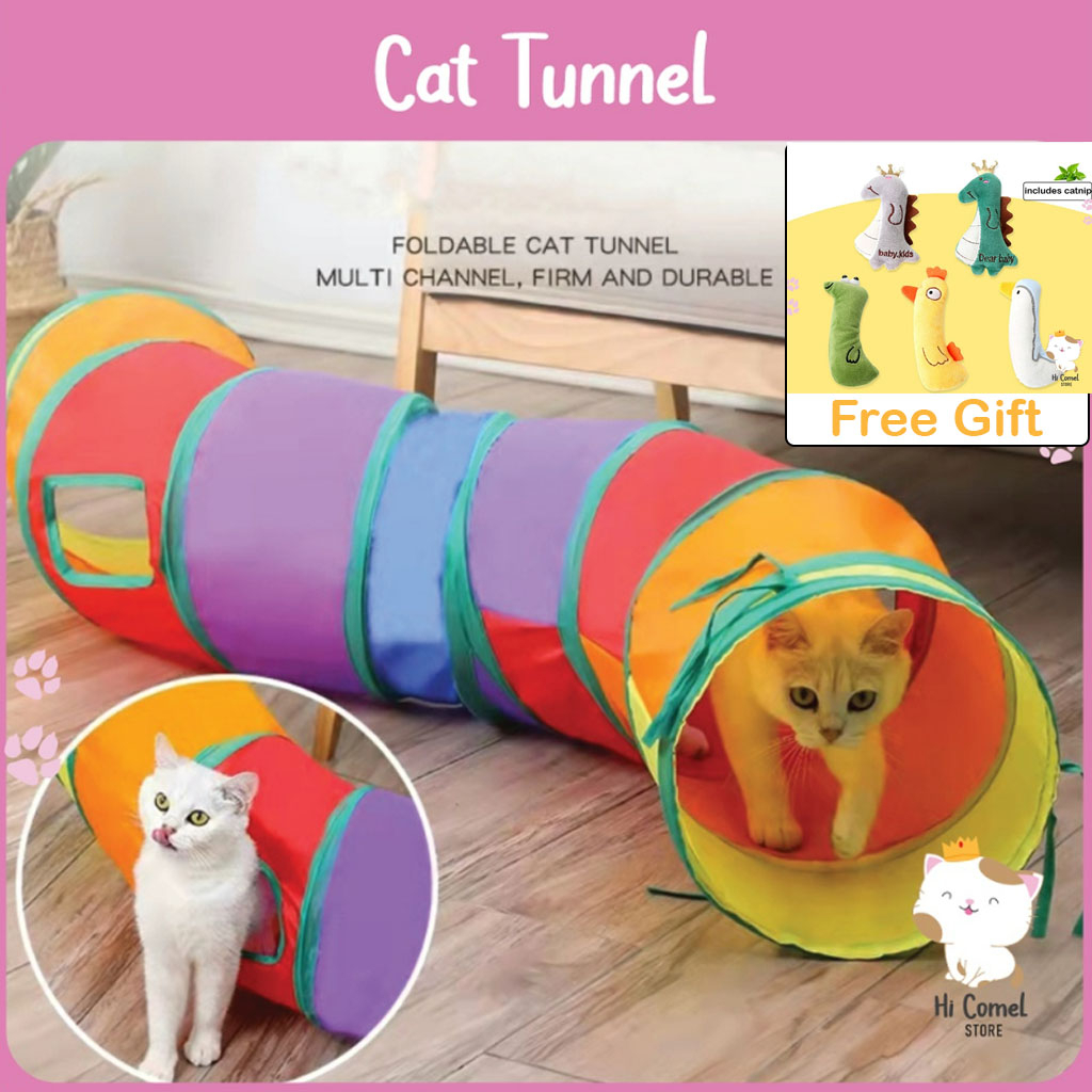 Pet Cat Toy Three-channel Pet Train Tunnel Mainan Kucing Terowong Cat ...
