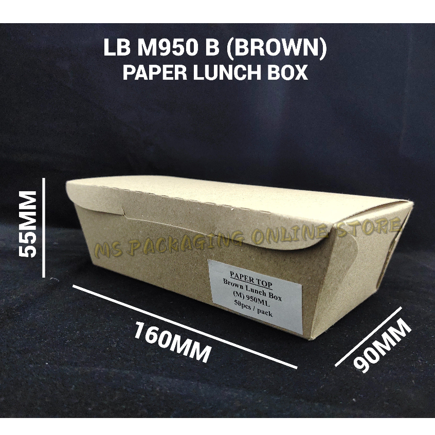 (50pcs±)LB M950B brown paper lunch box 950ml / Disposable Paper lunch ...