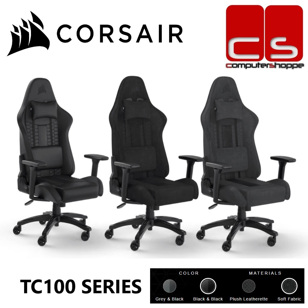 Corsair TC100 RELAXED Series Gaming Chair - Leatherette/ Fabric (Black ...
