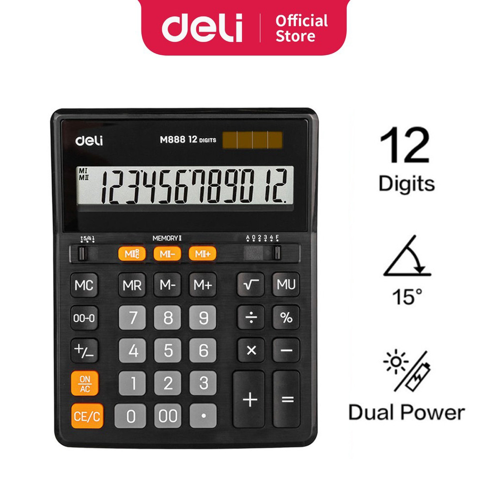 Deli Calculator Dual Memory Function Calculator Acrylic Screen M888 ...