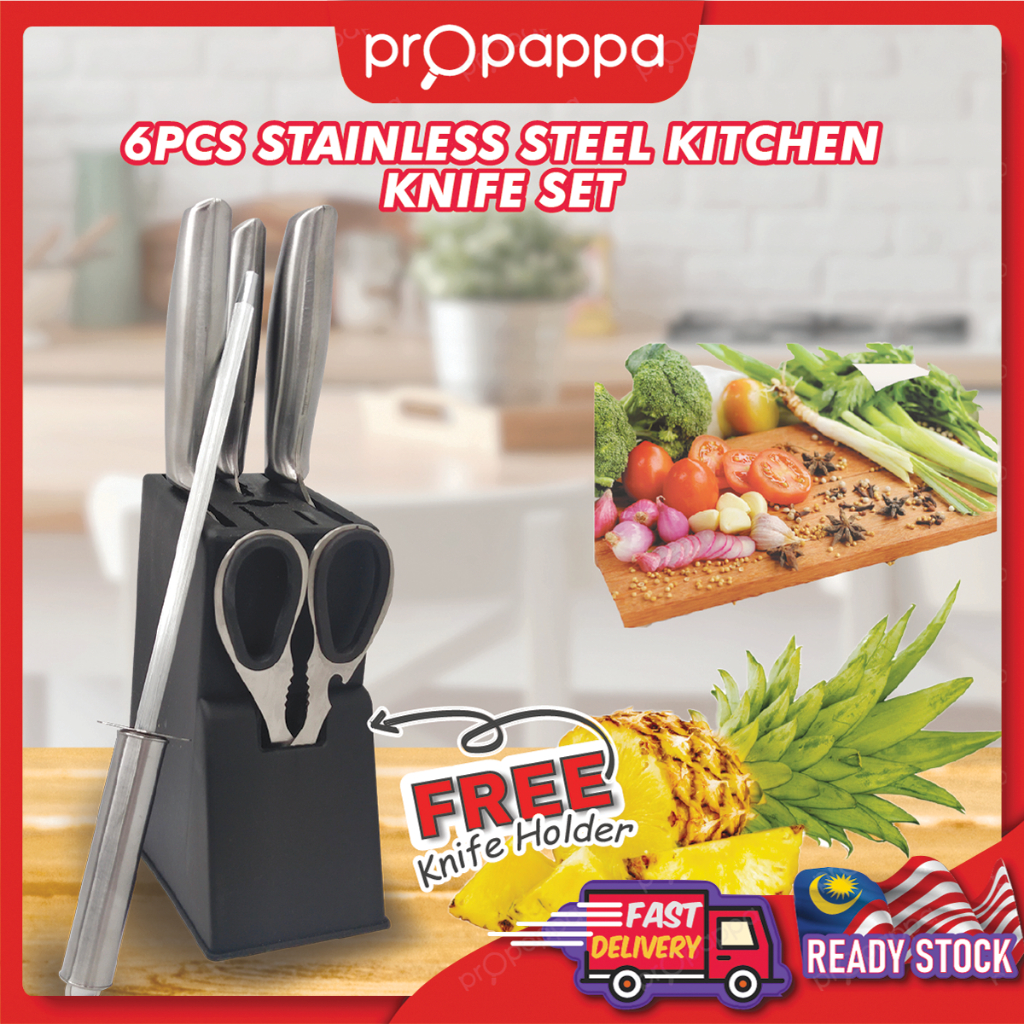 Propappa - Stainless Steel Kitchen Knife Set 6pcs ,Set Pisau Dapur ...