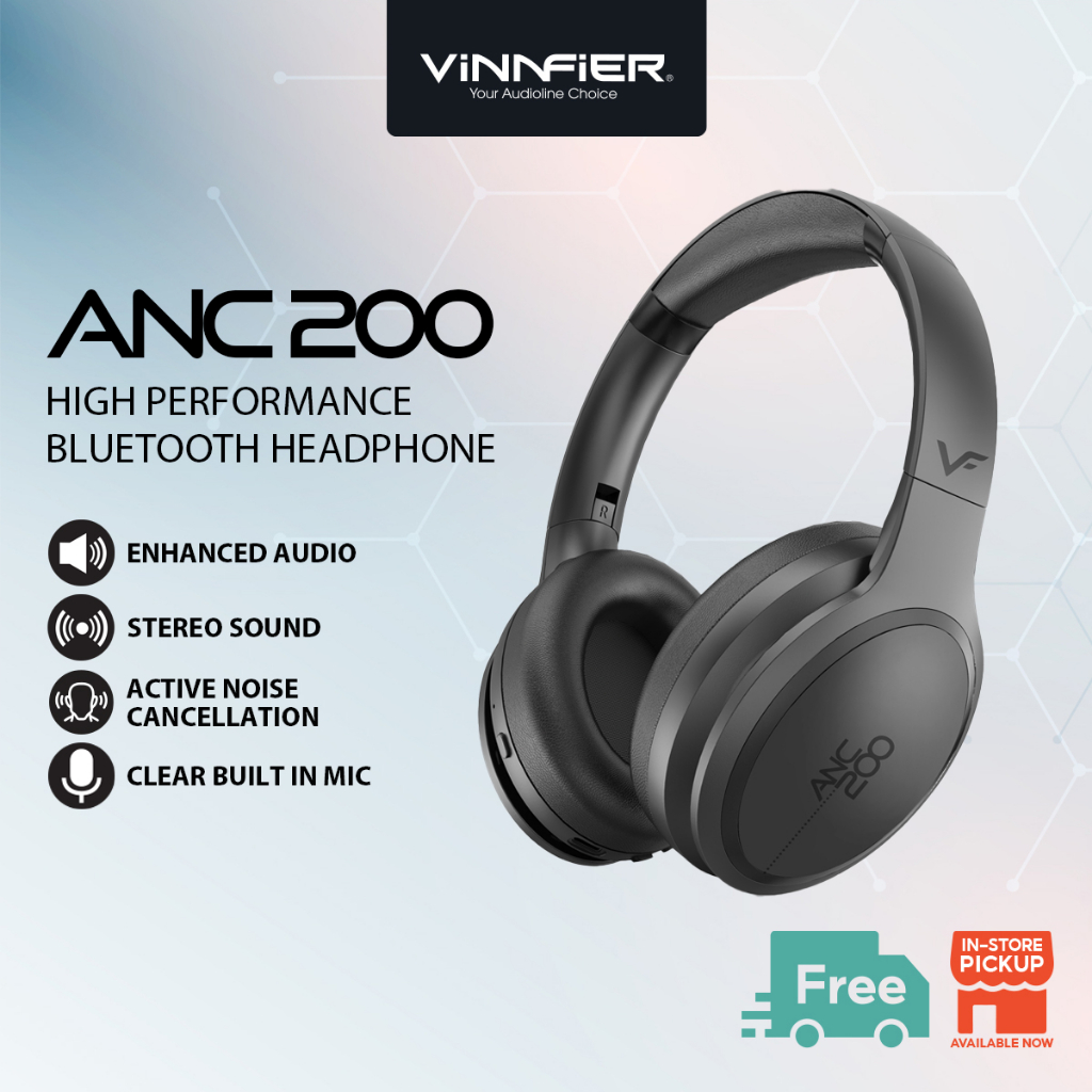 Vinnfier ANC 200 Noise Cancelling High Performance Bluetooth Headphones ...