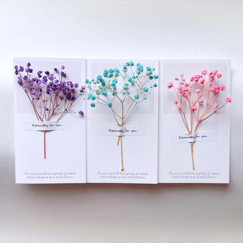 Dry Flower Greeting Card Handmade Wish Card Wedding Birthday Greeting ...