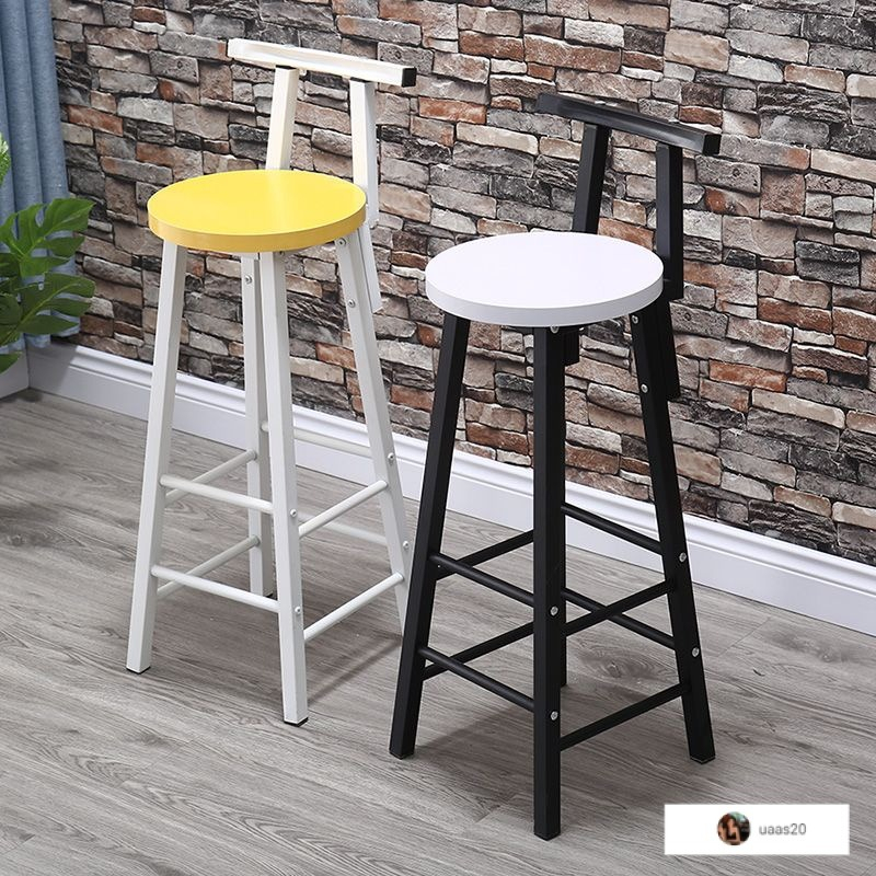 new with backrest Solid Wood Bar Stool Table Chair Wrought Iron Bar ...