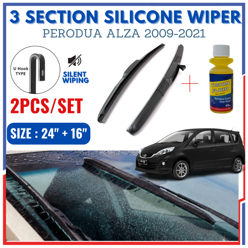 Perodua Alza 2009-2021 High Grade Three Section Silicon Wiper Genuine ...