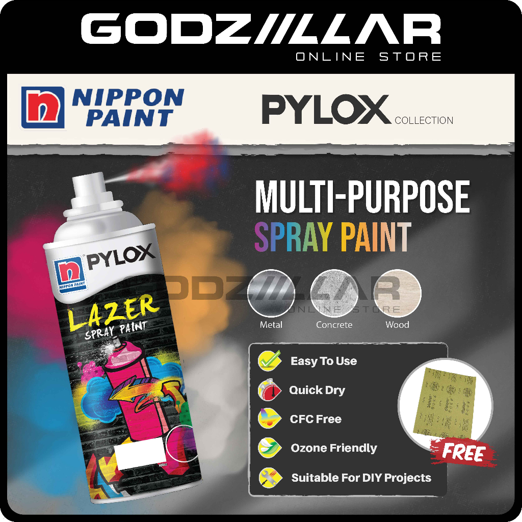 Nippon Pylox Lazer Spray Paint Multipurpose Spray Colour For Wood Metal ...