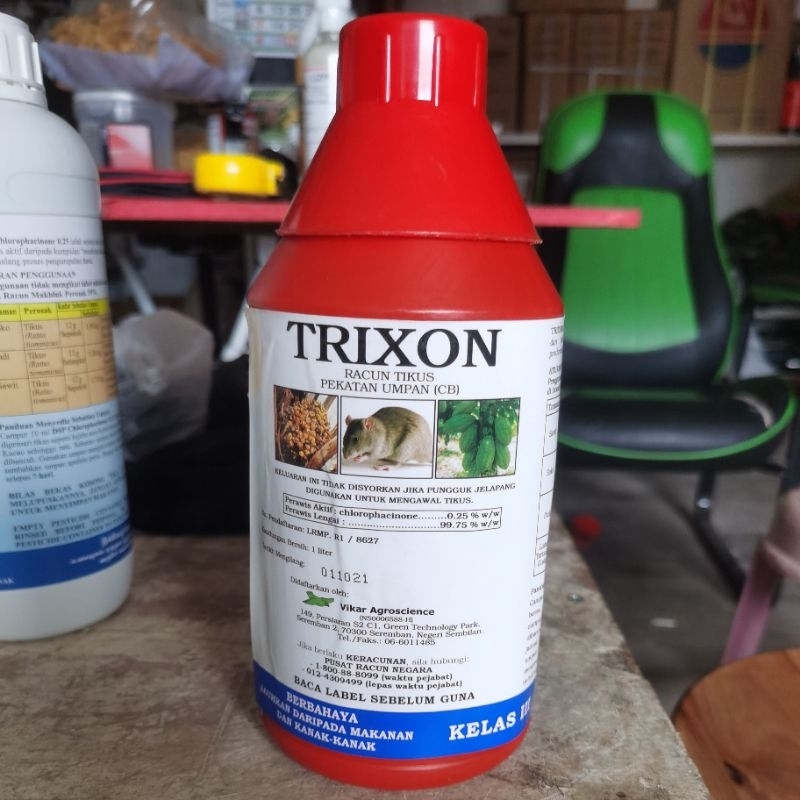 TRIXON 1 Liter chlorophacinone / Ubat Merah Tikus / Racun Tikus ...