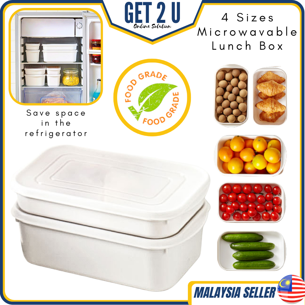 Lunch Box with Lid 4 Sizes Microwavable Seal Refrigerator Storage Box ...