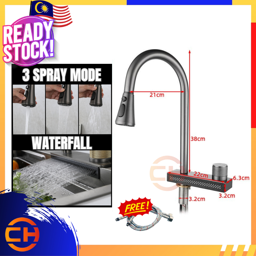 Flying Rain Waterfall Faucet Stainless Steel Gun Grey Pull Out Faucet ...