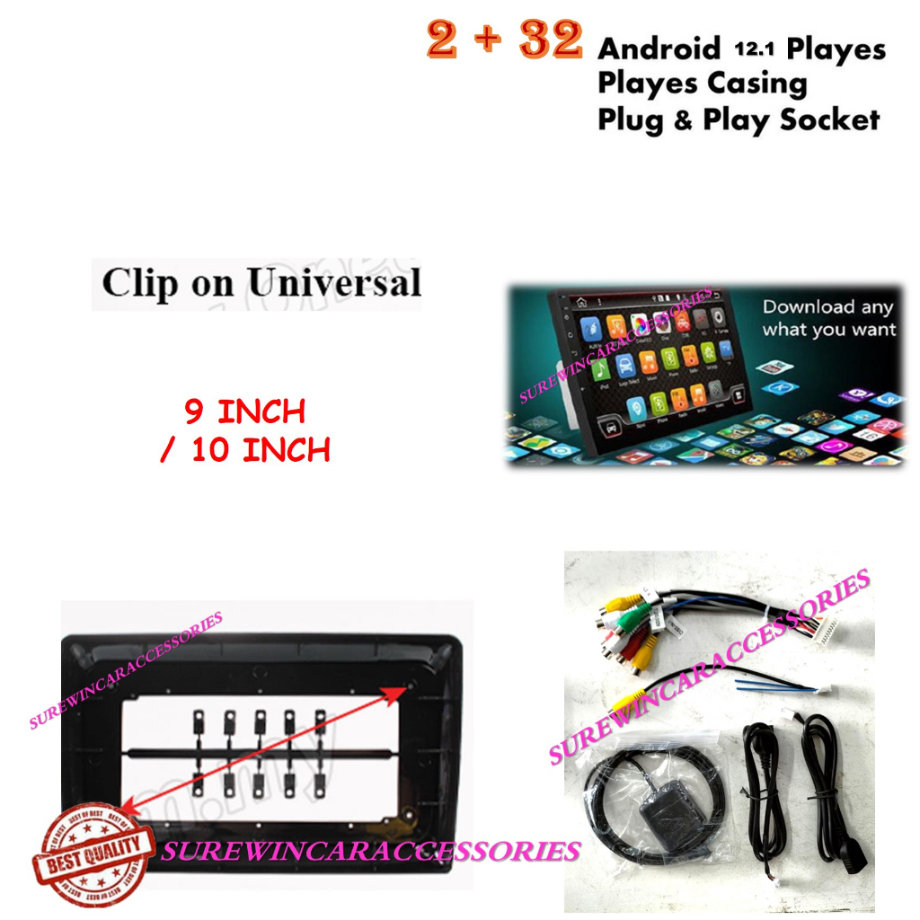 CLIP ON UNIVERSAL ANDROID PLAYER 9” INCH – 10” INCH PLUG N PLAY WITH ...