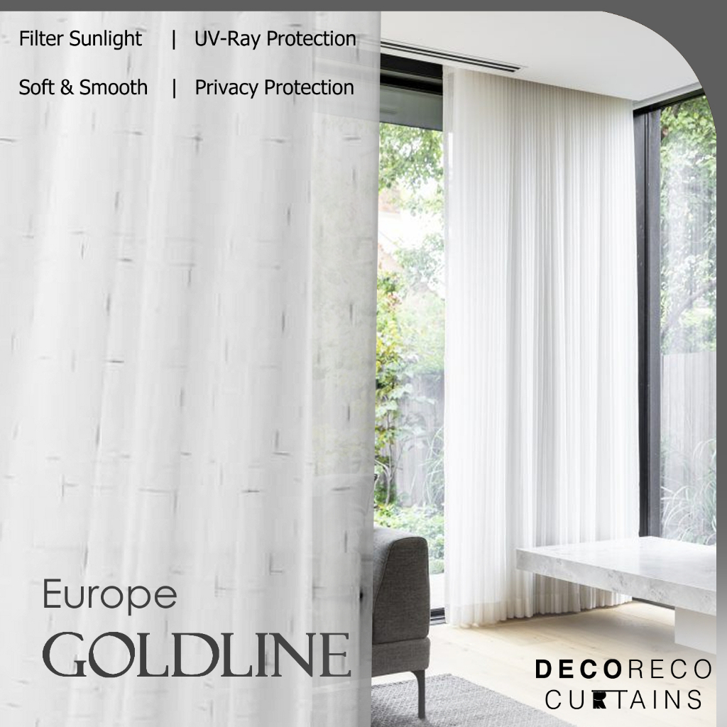 Langsir Premium Sheer Gold Line Day Curtain Langsir Lining Siap Jahit ...