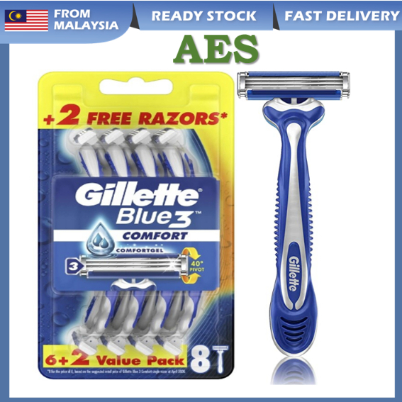 Gillette Blue 3 Comfort Disposable Razor (8Pcs) | Shopee Malaysia
