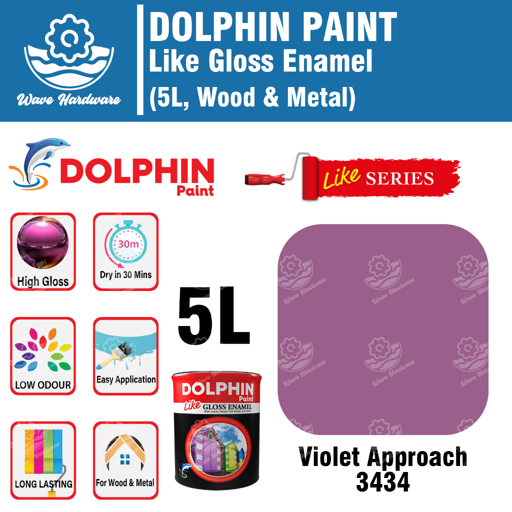 DOLPHIN PAINT Gloss Enamel Like Series Like Gloss 5L (3434 [Violet ...