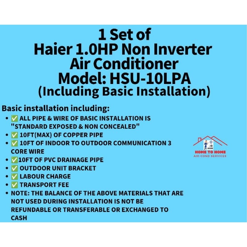 [Installation] Haier 1.0hp (HSU-10LPA) Standard R32 Non Inverter Air ...