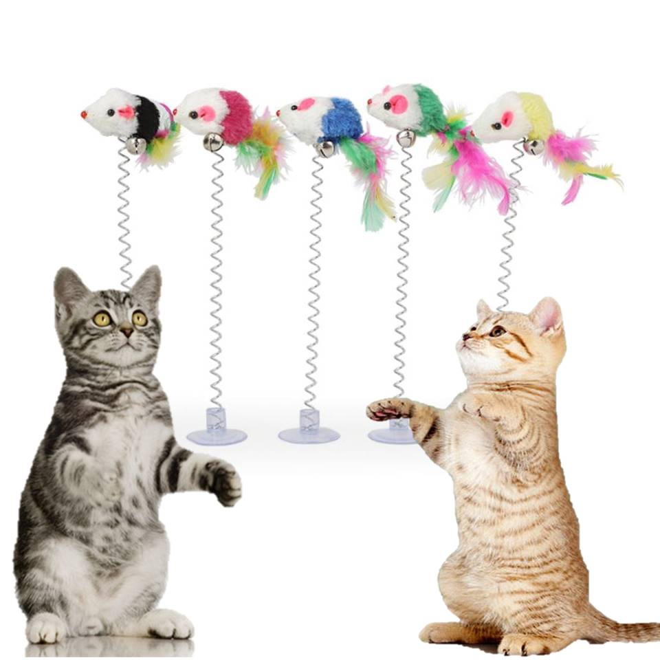 Cat Toy Sucker Spring Feather Mouse (Random Colour) | Shopee Malaysia