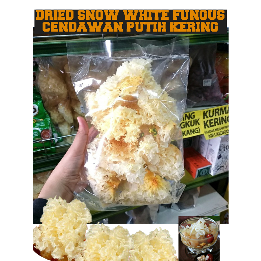 SNOW / WHITE FUNGUS 100G-/+ / KULAT PUTIH | CENDAWAN PUTIH | Shopee ...