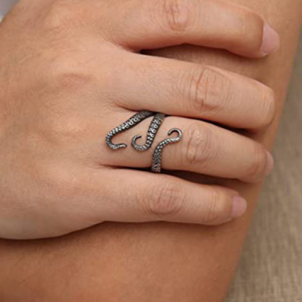 Creative Gothic Octopus Tentacle Ring Vintage Punk Opening Adjustable ...