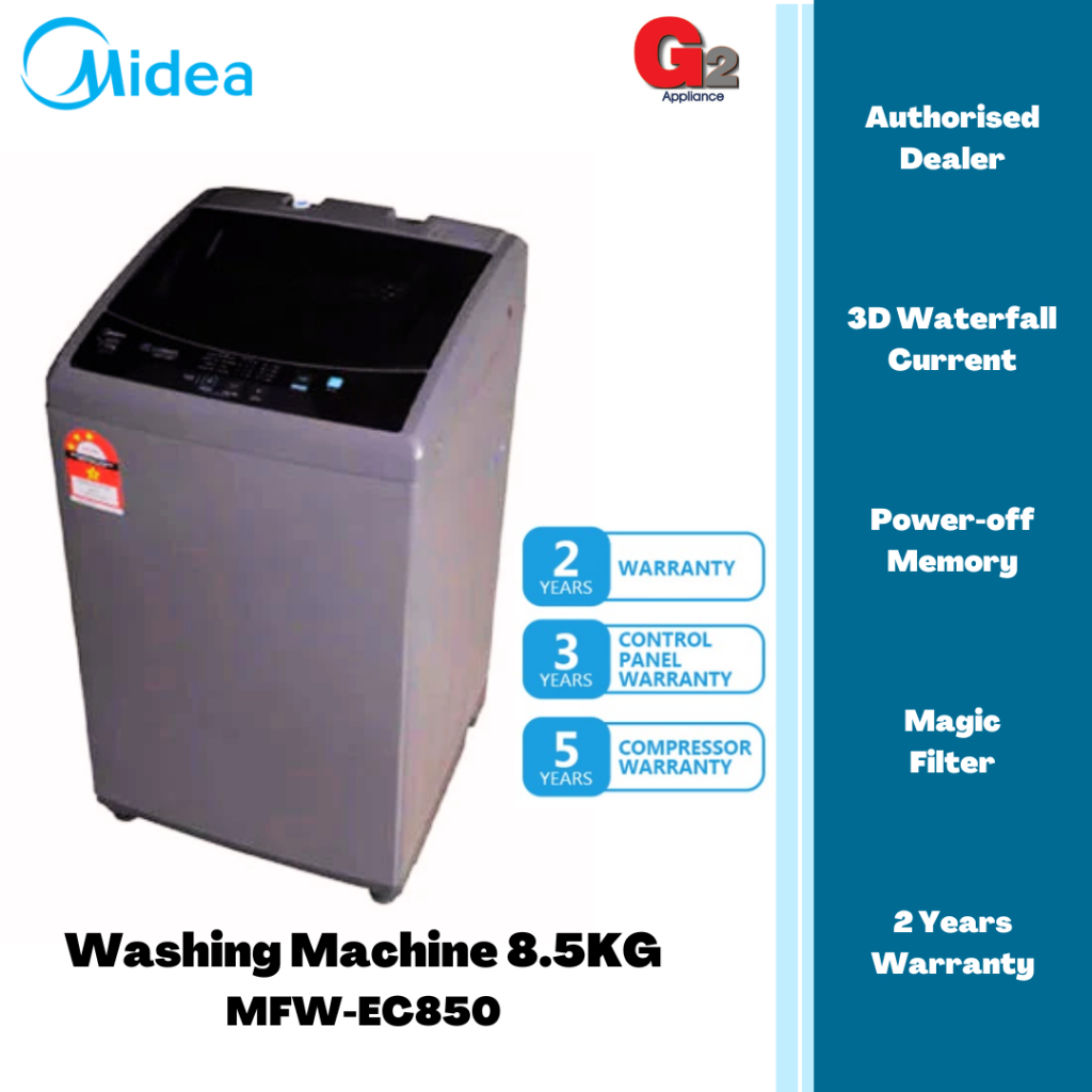 MIDEA WASHING MACHINE 8.5KG MFW-EC850 (READY STOCK)-MIDEA WARRANTY ...