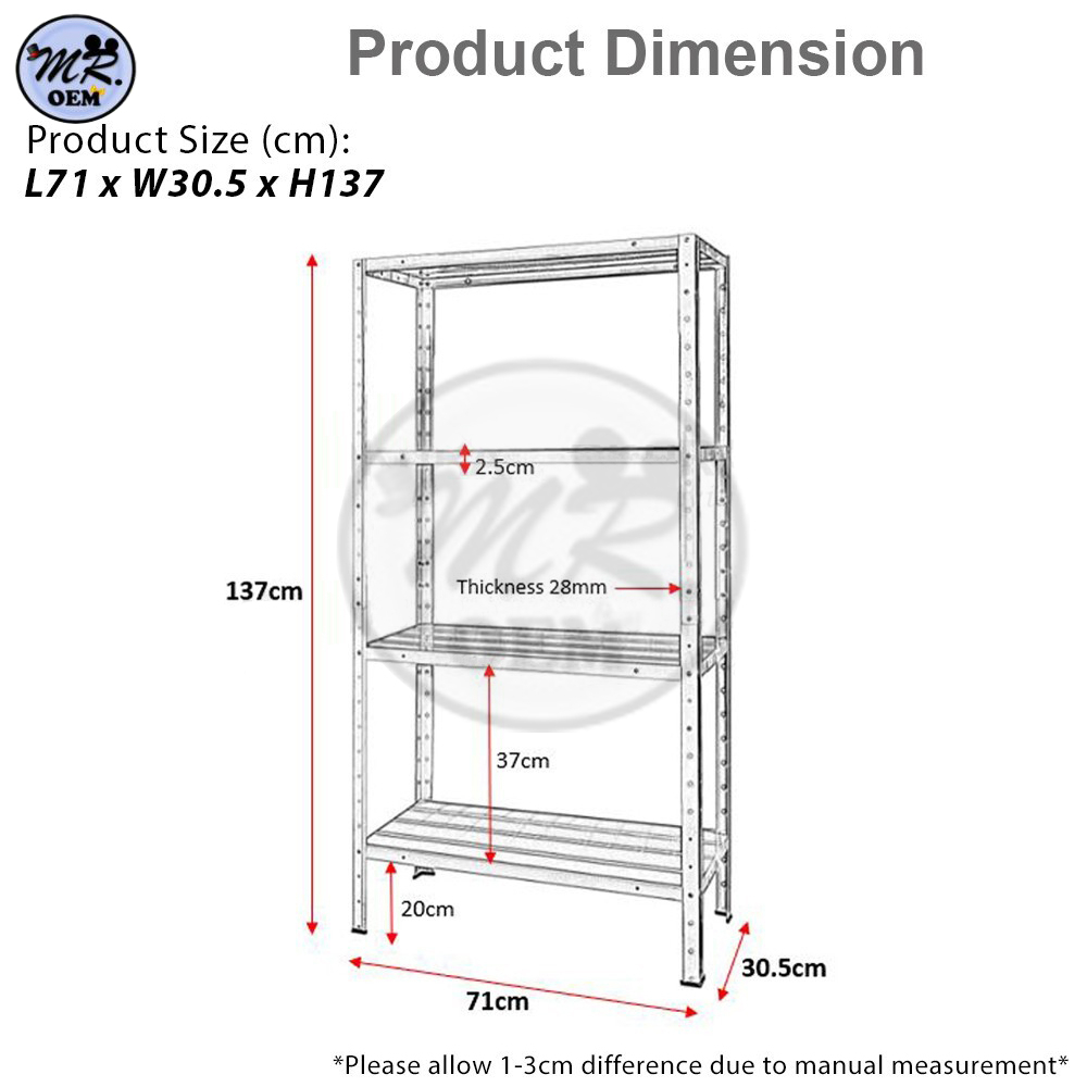 MR OEM 3 Tier/ 4 Tier Multipurpose Galvanised Metal Shelf / Storage ...