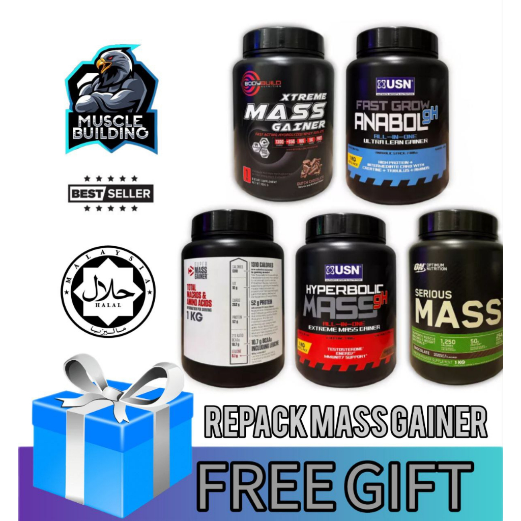 protein 1kg Mmx mass, body Build mass, serious mass,Dymatze mass, fast grow , USN mass + Free ...