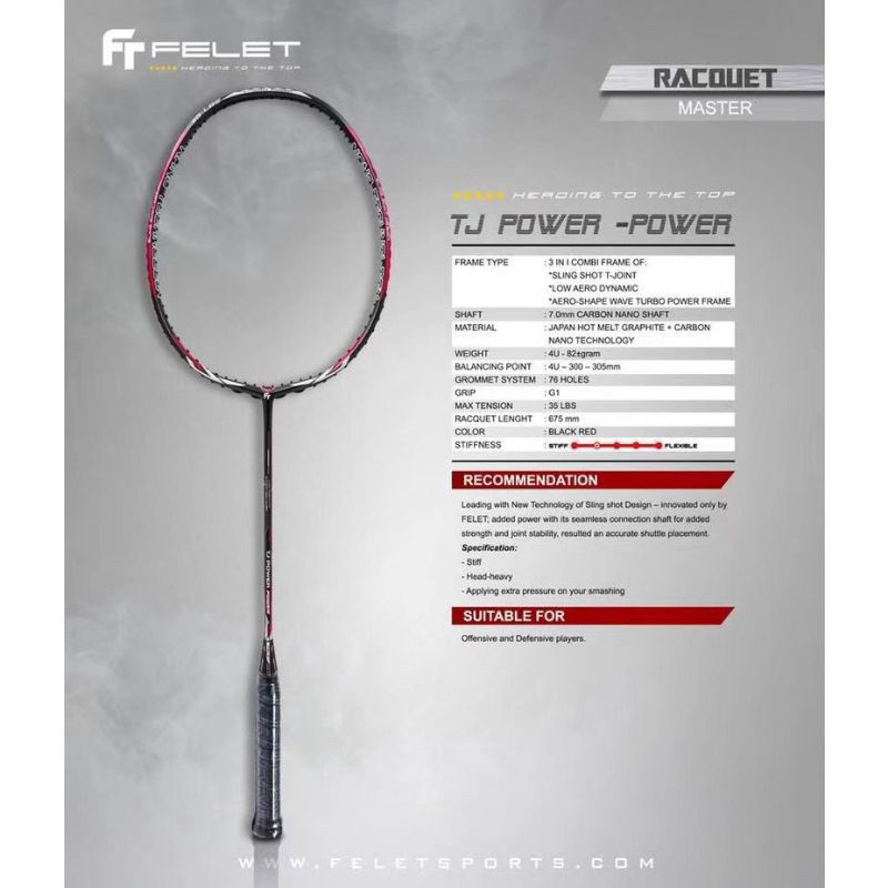 Felet TJ POWER SERIES Badminton Racquet (Frame Only) | Shopee Malaysia