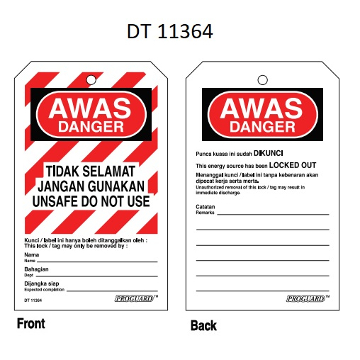 Lockout Tagout Do Not Operate Dilarang Beroperasi Tag Work Site Indoor ...