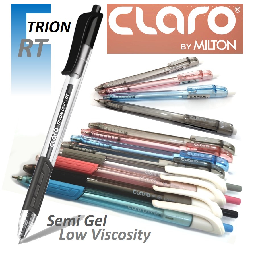 Claro Ball Pen Trion Semi Gel Pen LV Ink Retractable Grip BallPen RT ...