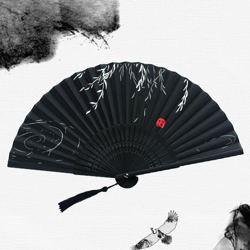 Folding fan bamboo ancient fan Hanfu Chinese style small fan a smile ...