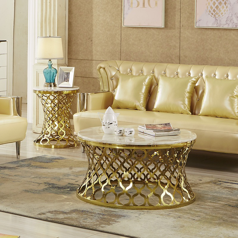 Luxury Gold Marble Slate Top Coffe Side Table | Shopee Malaysia