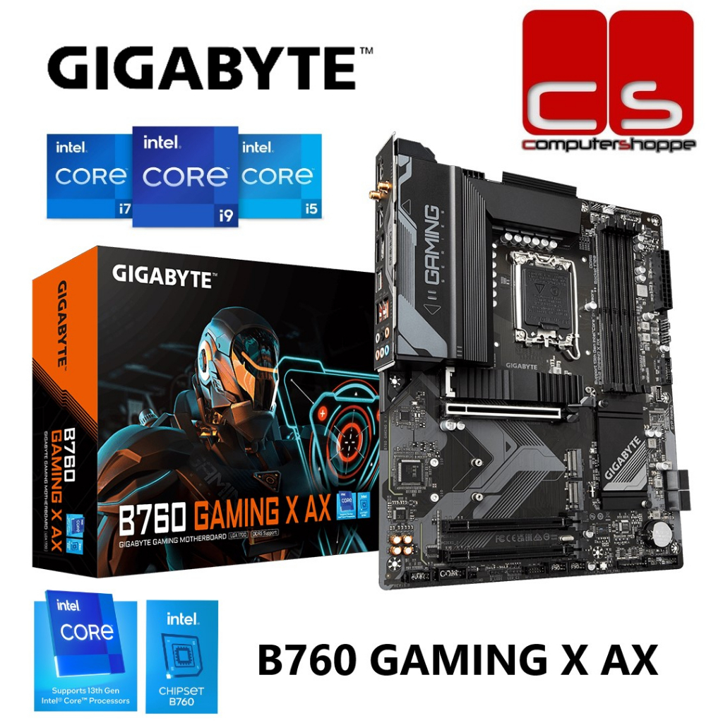 Gigabyte B760 GAMING X AX DDR5 ATX Gaming Motherboard + Intel 13th &14th Gen Processor Combo ...