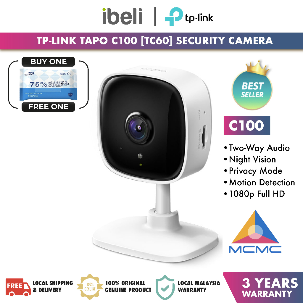 TP-Link WiFi Camera Tapo C100 / TC60 Home Security 1080P Full HD IP ...