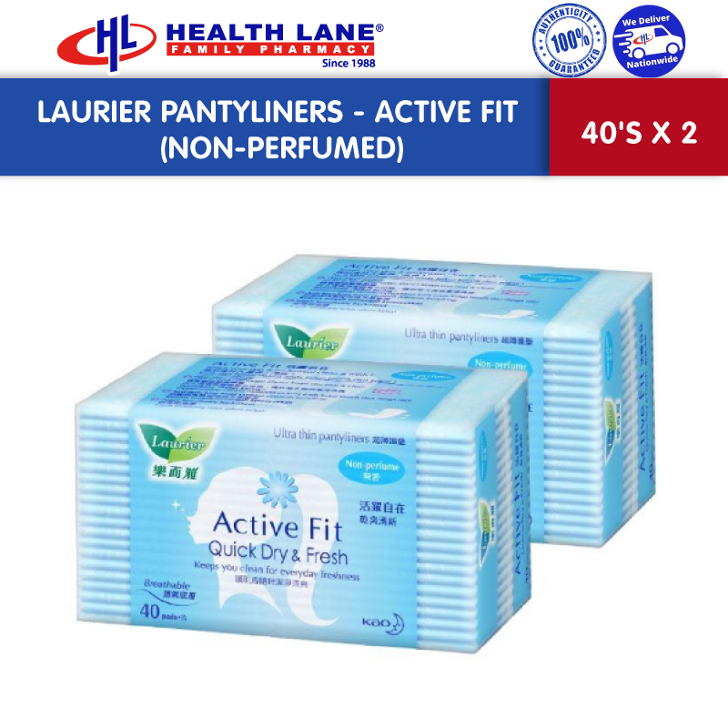 Laurier Pantyliners - Active Fit Non-Perfumed (40's x 2) | Shopee Malaysia