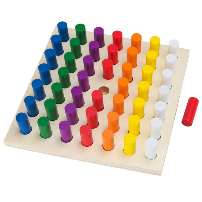 Montessori Colorful Cylindrical Colour Sorting Toy Insert Color Wooden ...
