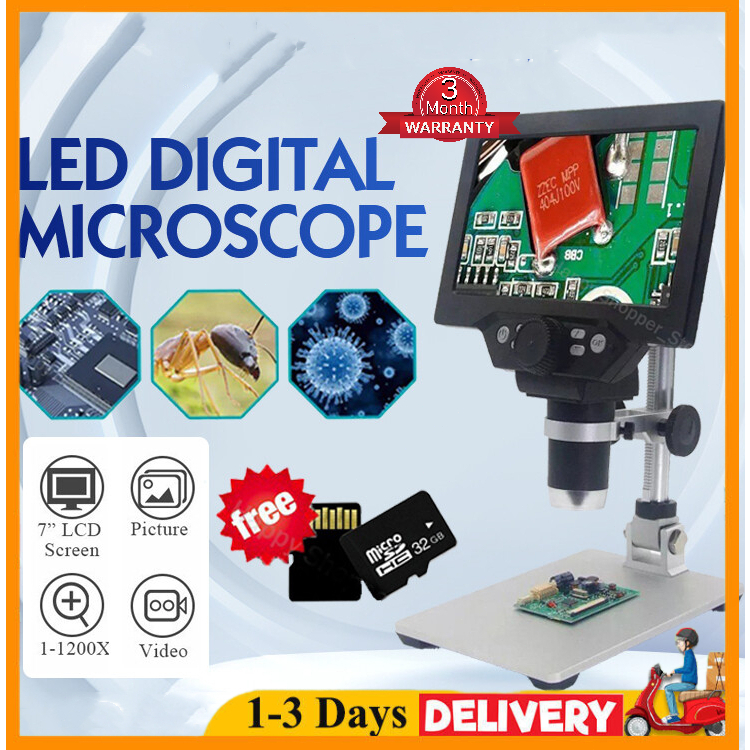 G1200 Digital Microscope 1200X Magnification 12MP HD Camera 7 Inch ...