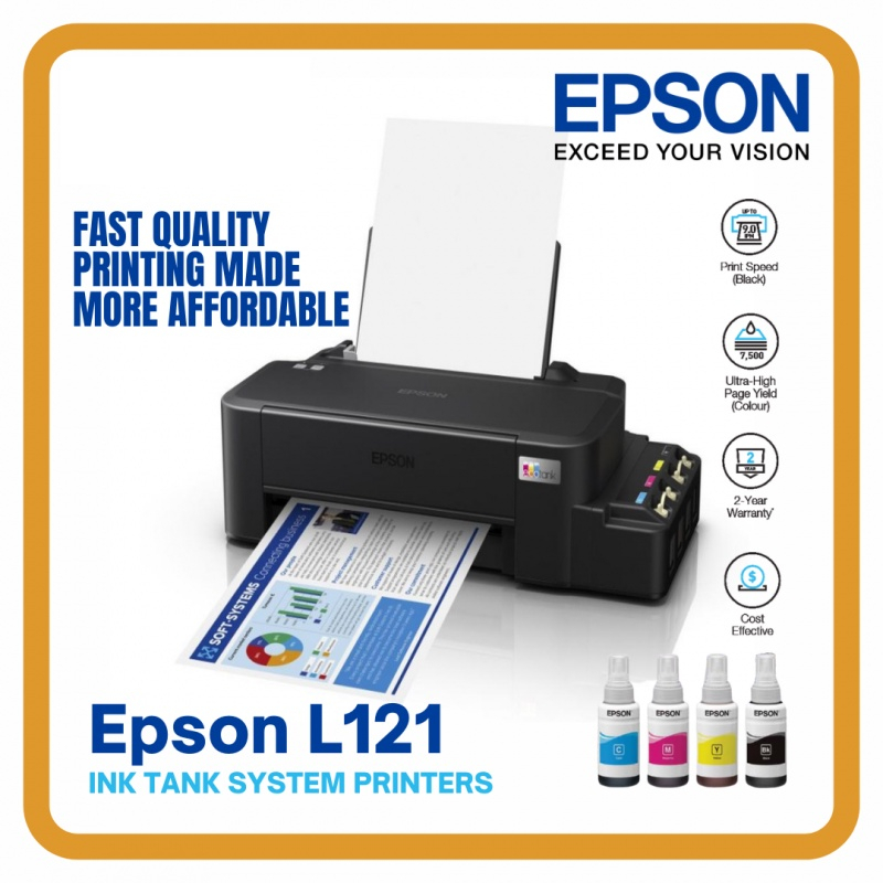 Epson L121 EcoTank Colour Printer - PRINT ONLY (High Yield Ink Bottle ...