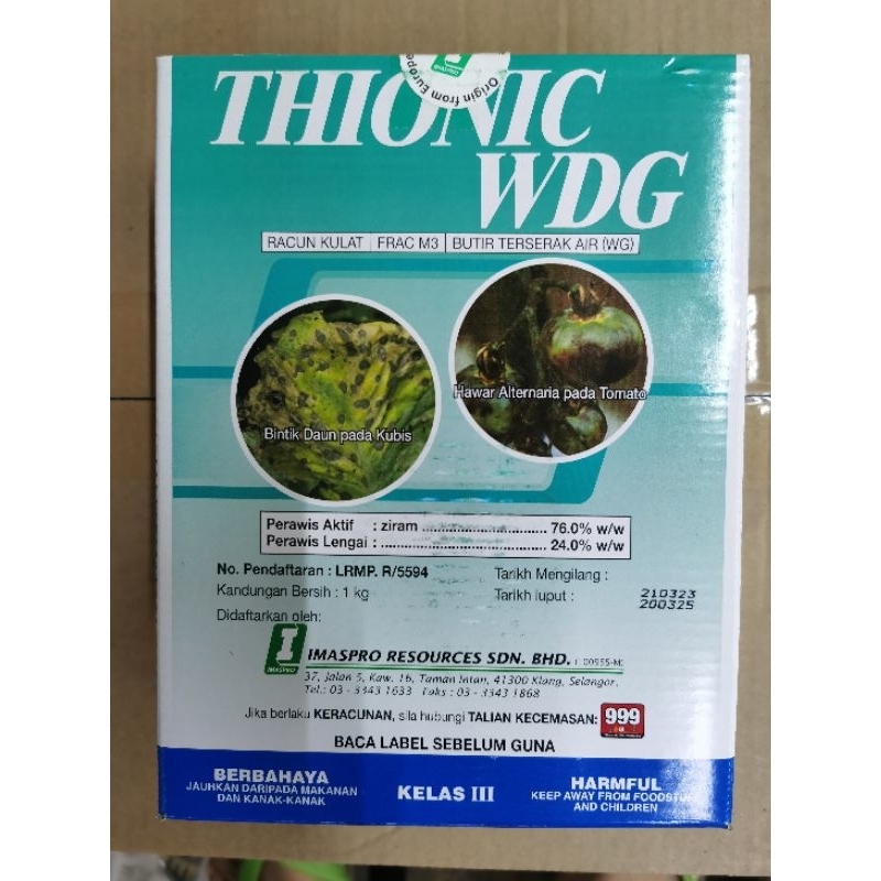THIONIC WDG 1kg Racun Kulat Bintik Hawar Daun Durian Sawi Kubis ...
