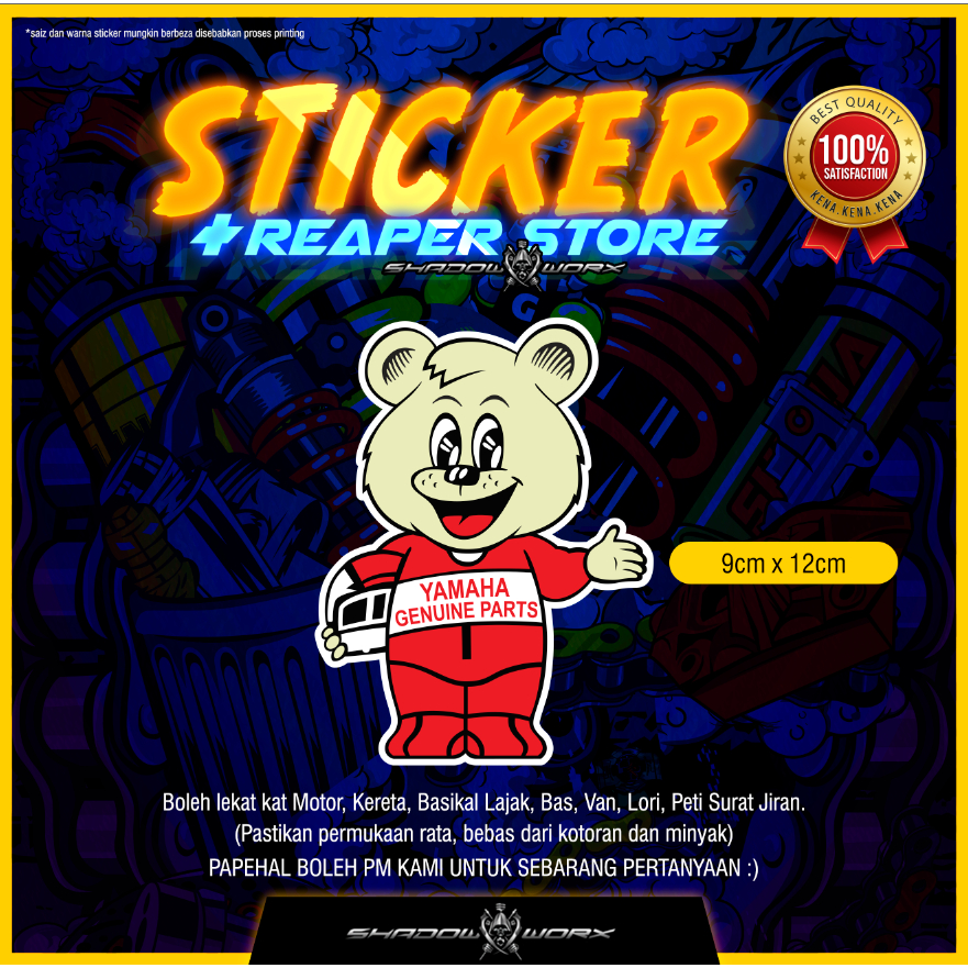 STICKER BEAR YAMAHA COMEL / BERUANG YAMAHA COMEL | Shopee Malaysia