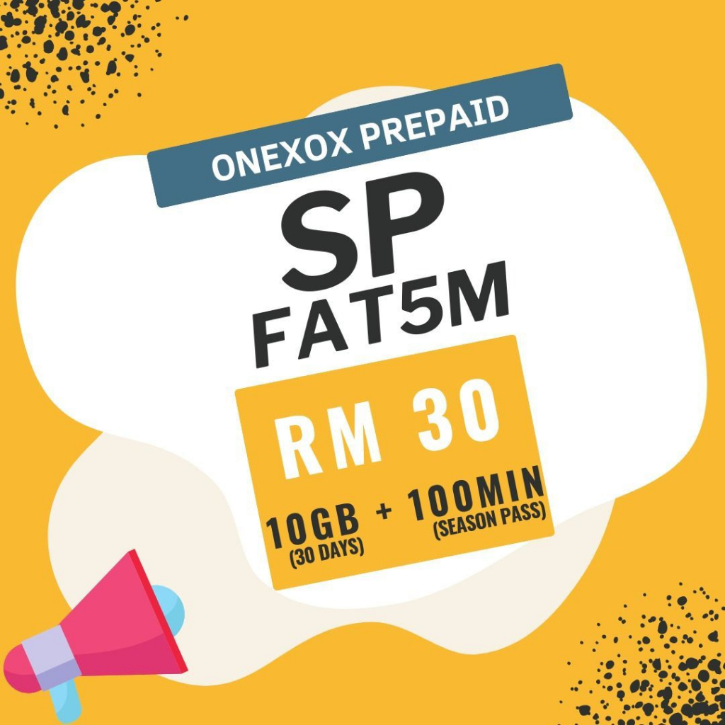 Onexox Prepaid 5G Sim 10GB Intered Data Panggil 100 minit 36 Bulan ...