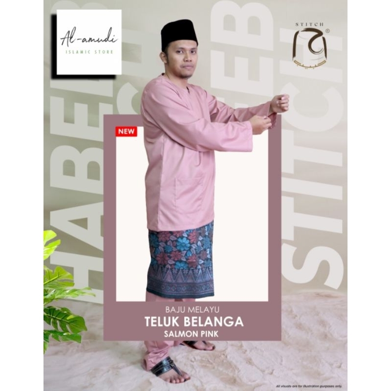 Baju Melayu Teluk Belanga Salmon Pink | Habeeb Stitch | | Shopee Malaysia