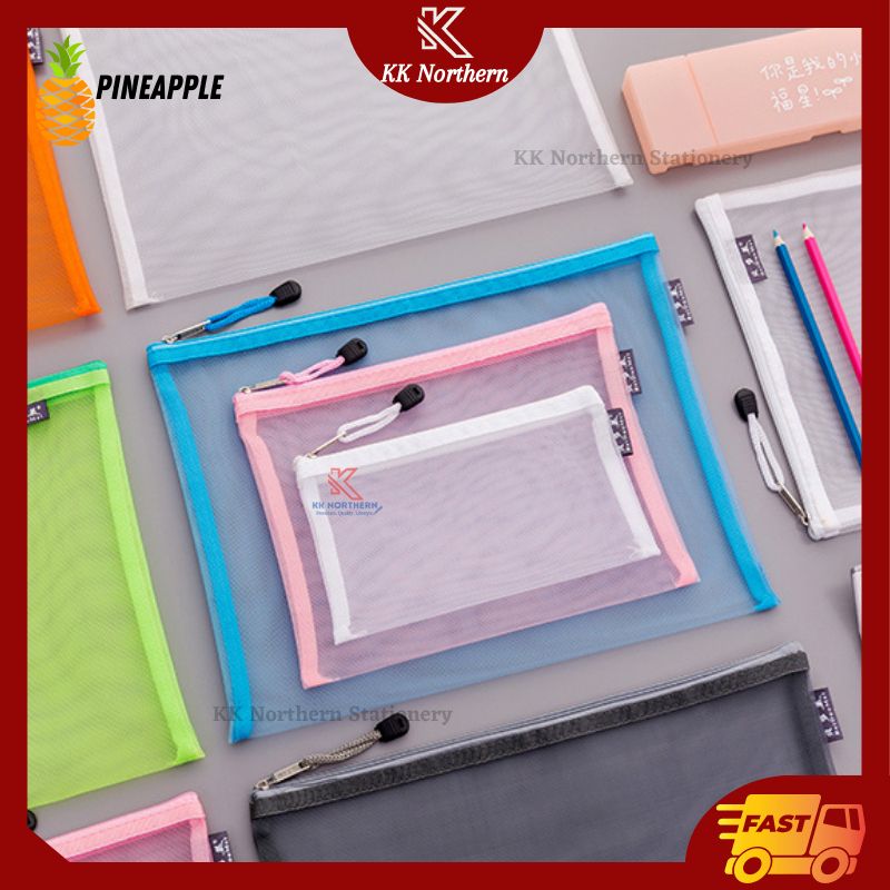 Zipper Mesh Nylon Single Layer Document Bag Folder FileA4彩色纱网文件袋 A5/A6 ...
