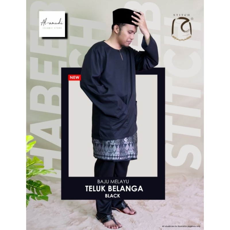 Baju Melayu Teluk Belanga Black | Habeeb Stitch | | Shopee Malaysia