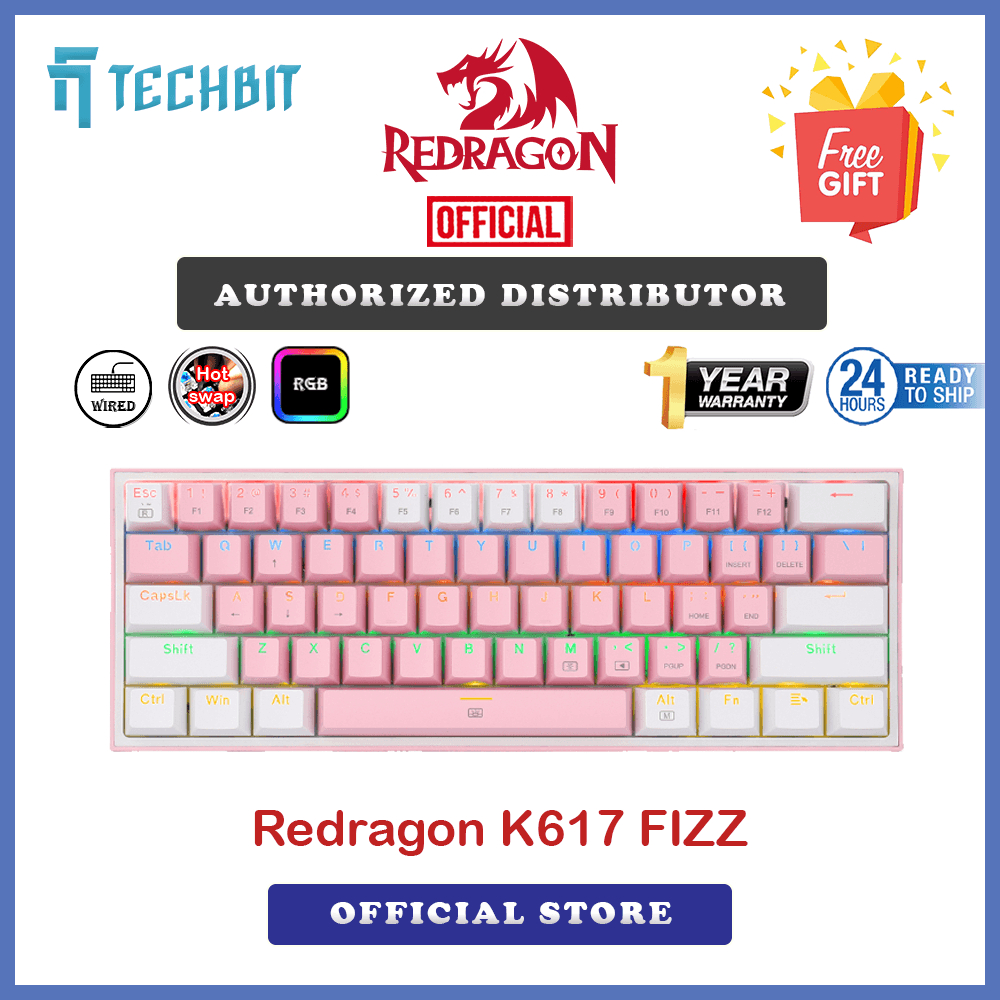 Redragon K617 FIZZ RGB 60 Compact Mechanical Keyboard Gaming | Shopee ...