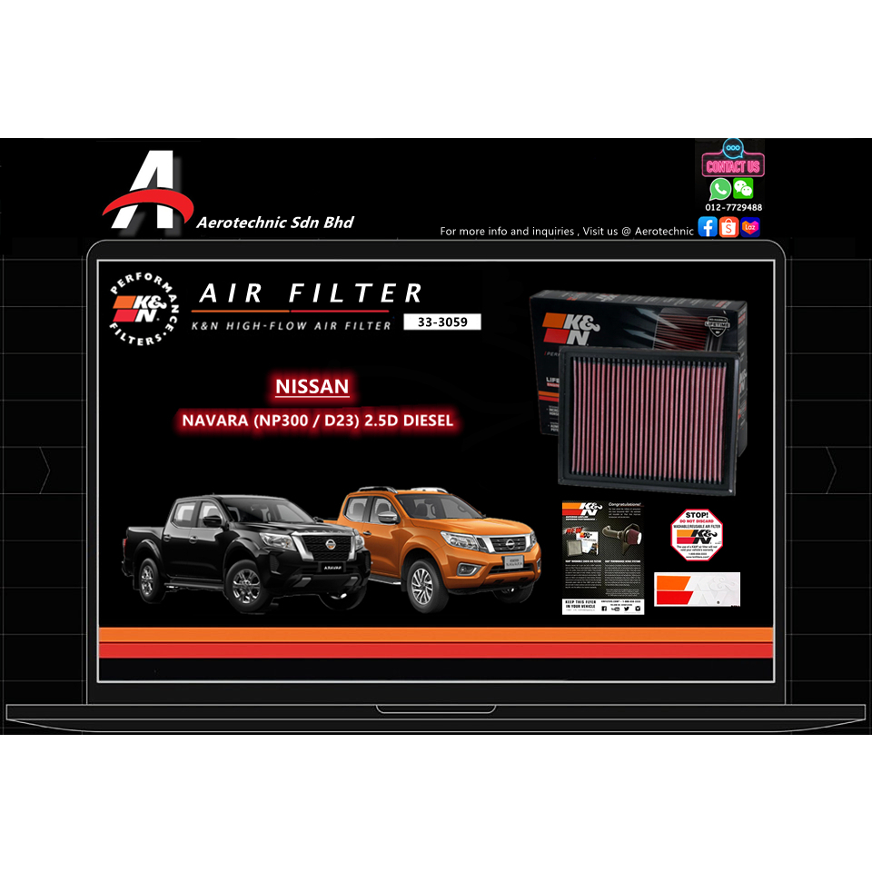 [Ready Stock] K&N USA High Performance Air Filter Nissan Navara NP300 ...