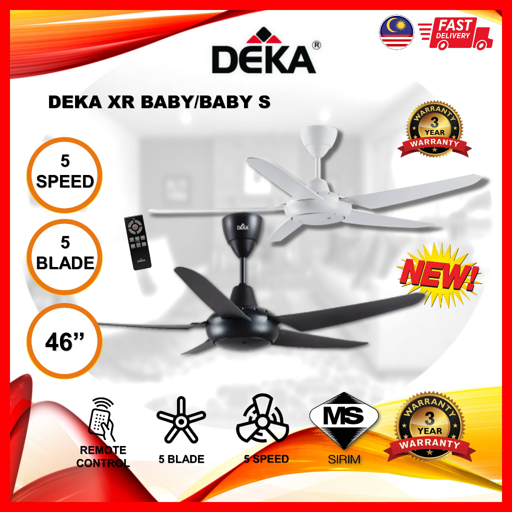 DEKA 46" XRBABY 5 BLADE 5 SPEED CEILING FAN SMALL FAN KIPAS SYLING ...