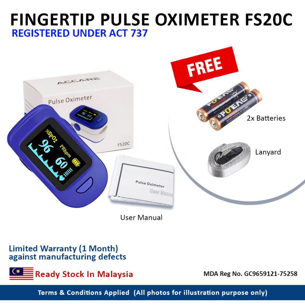 [𝐌𝐃𝐀 𝐀𝐏𝐏𝐑𝐎𝐕𝐄𝐃] FS20C Fingertip Pulse Oximeter | SpO2 & Pulse Monitor ...