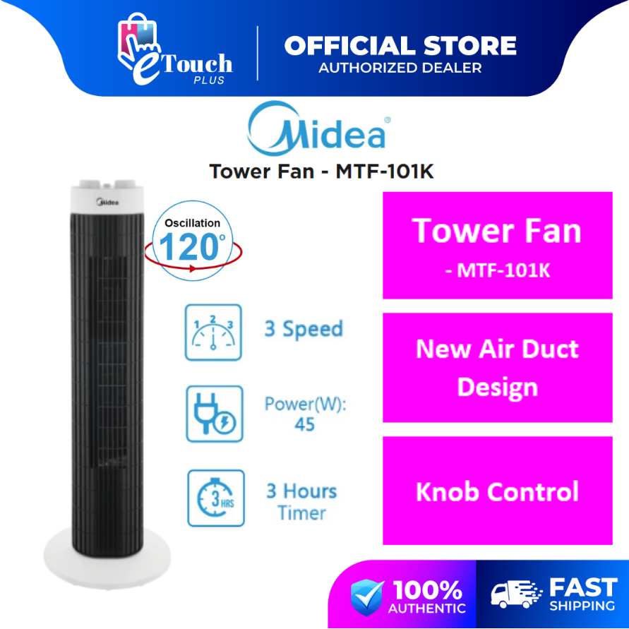 Midea 3 Speed Level Tower Fan with Timer [ MTF-101K ] | Shopee Malaysia