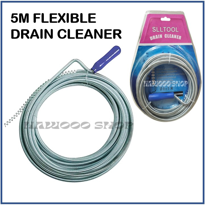 5M X 9mm Drain Cleaner Spring with handle/Clog Remover Spring/Drain ...