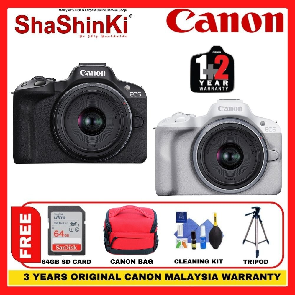 Canon EOS R50 Mirrorless Camera with 18-45mm Lens (Free 64GB SD Card ...
