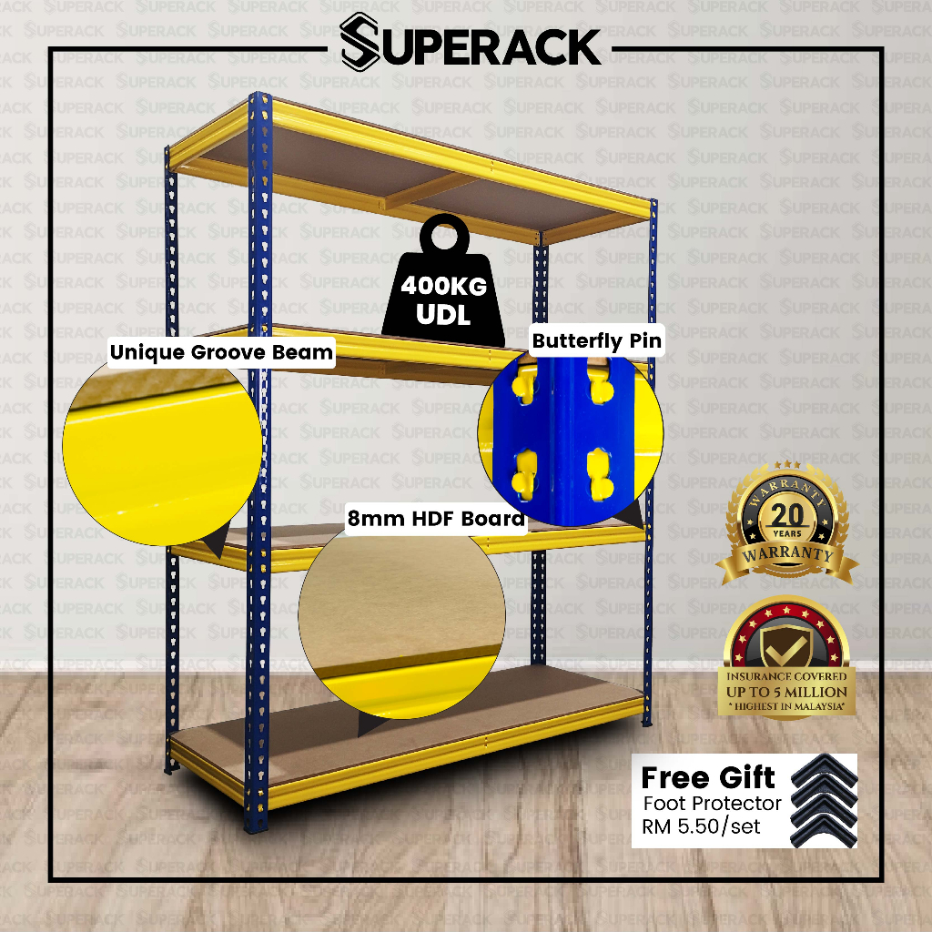 SUPERACK Bottless Rack Boltless Rack Metal Bottle Rack Kuning Boltless ...