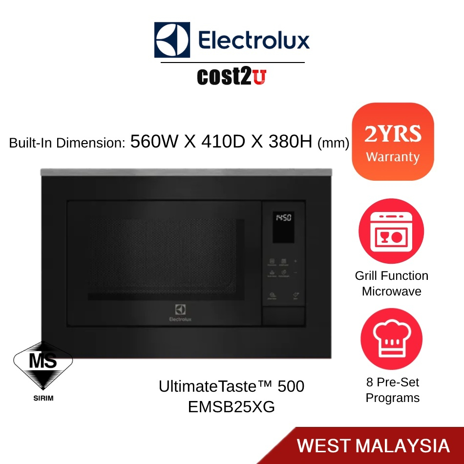Electrolux 25L/60cm UltimateTaste™ 500 Built-In Grill Microwave Oven ...